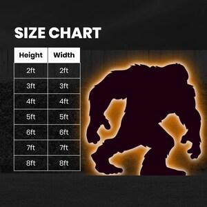 2ft 3ft 4ft 5ft 6ft 7ft 8ft Bigfoot Sasquatch Silhouette Stencil ...