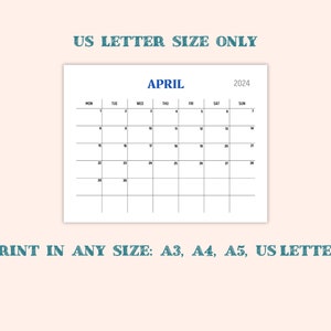 2023 2024 Calendar Bundle | Printable Editable Landscape Monthly ...