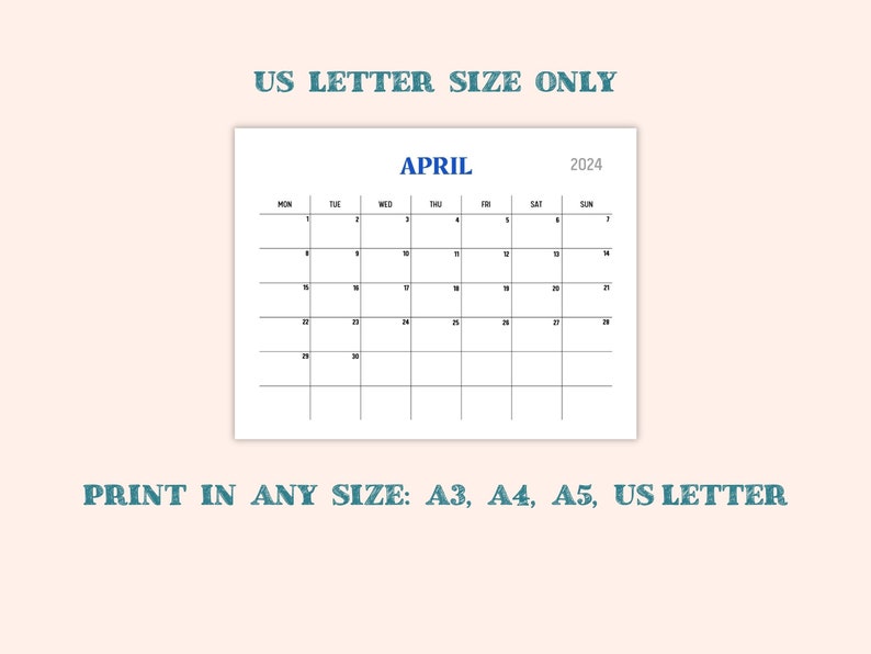 2023 2024 Calendar Bundle Printable Editable Landscape - Etsy