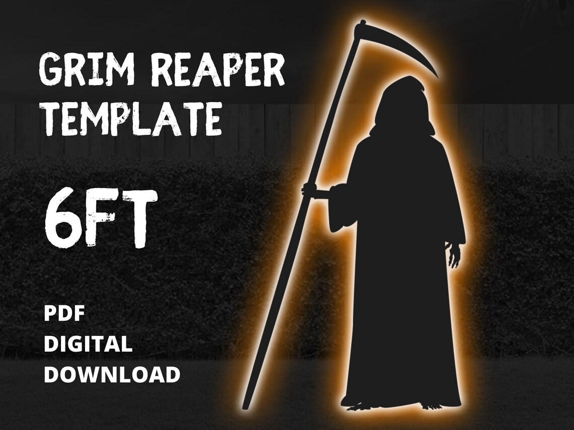 6ft Grim Reaper Halloween Template Unique Silhouette Décor Printable ...