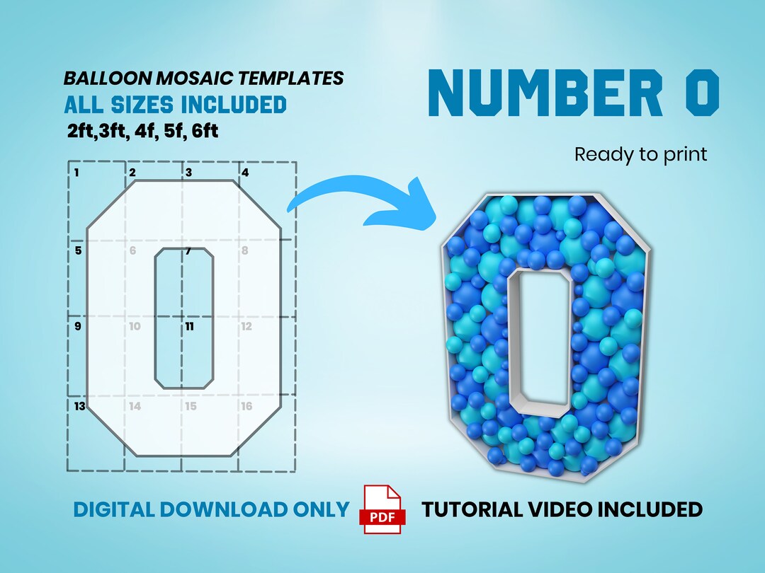 Number 0 BLOCK Font Balloon Mosaic Template Mosaic Number - Etsy