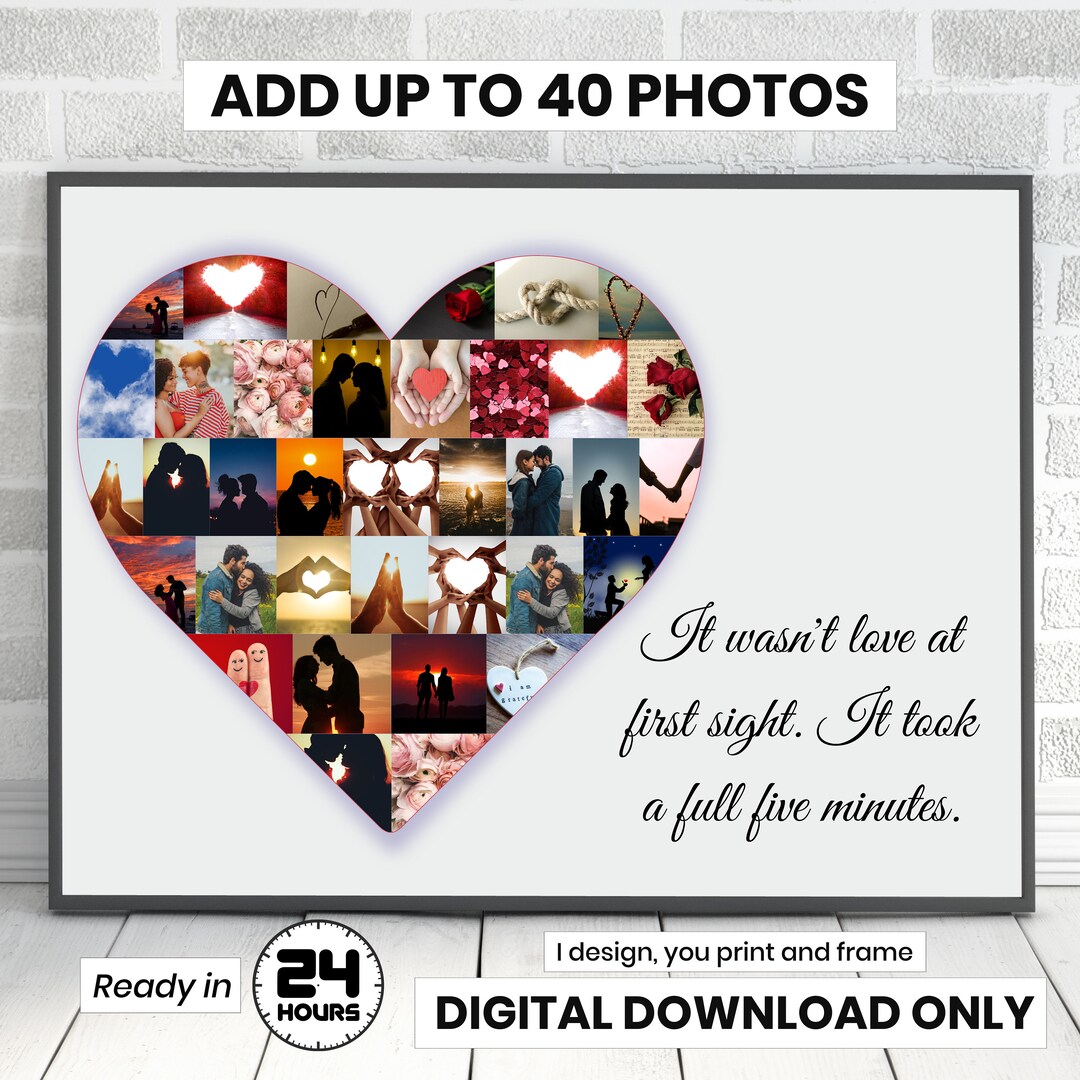 Heart Photo Collage, Love Collage, Photo Collage Template, Mood Board ...