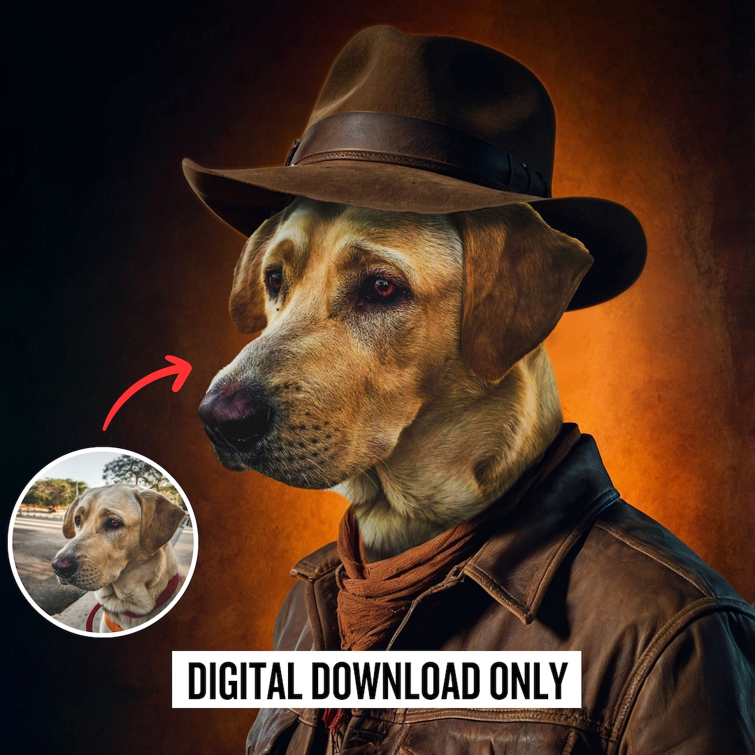 Custom Cowboy Pet Portrait From Photo, Perfect Western Birthday Pet ...
