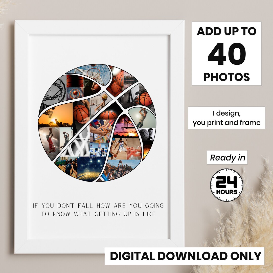 PRINTABLE Custom Basketball Photo Collage, Coach Gift, Printable ...