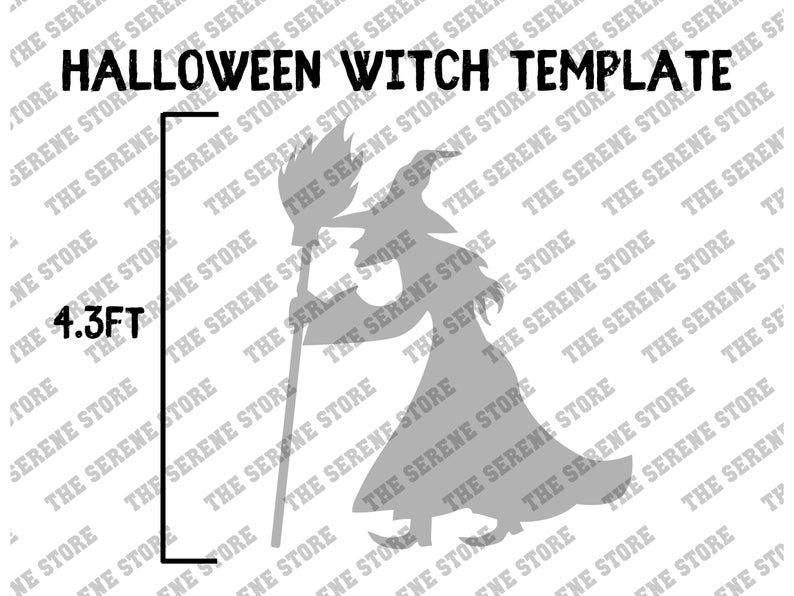 4.3ft Witches Halloween Template Unique Silhouette Décor Printable ...