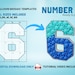 Number 6 BLOCK Font, Balloon Mosaic Template, Mosaic Number Template ...