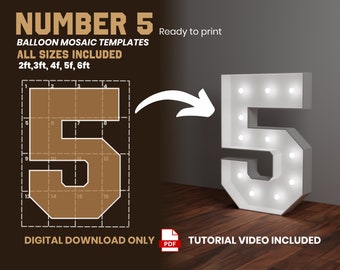 Number 4 BLOCK Font, Balloon Mosaic Template, Mosaic Number Template ...