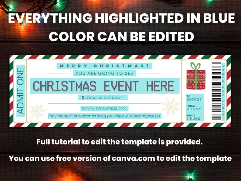 Christmas Concert Ticket Gift Surprise Printable Surprise - Etsy