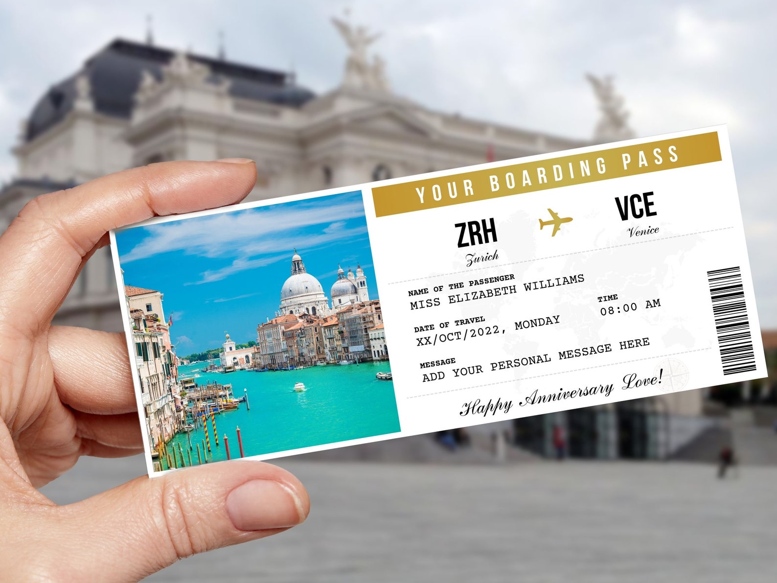 Editable Boarding Ticket Template Printable Travel Pass Surprise ...