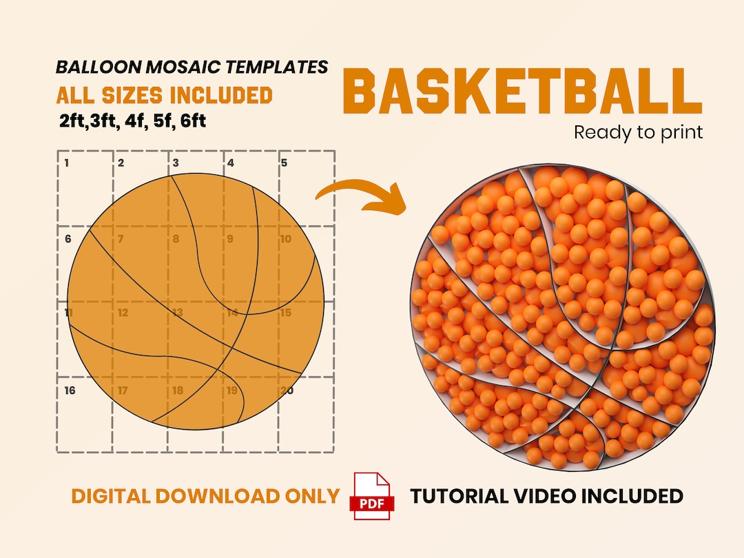 Basketball From Balloons, Mosaic Template, Sports Mosaic From Balloons ...