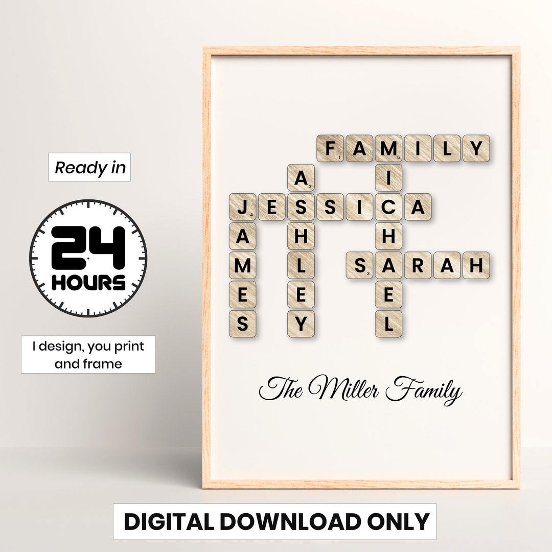 Personalized Scrabble Crossword Print, Custom Letter Tile Prints ...