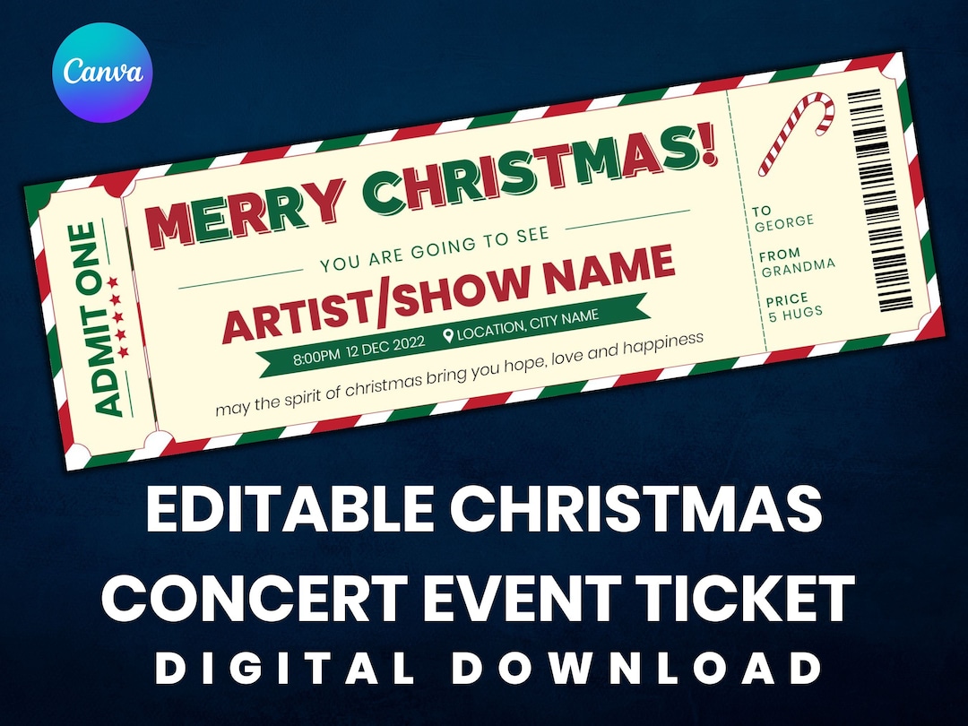 Christmas Concert Ticket Gift Surprise Printable, Surprise Concert Show ...
