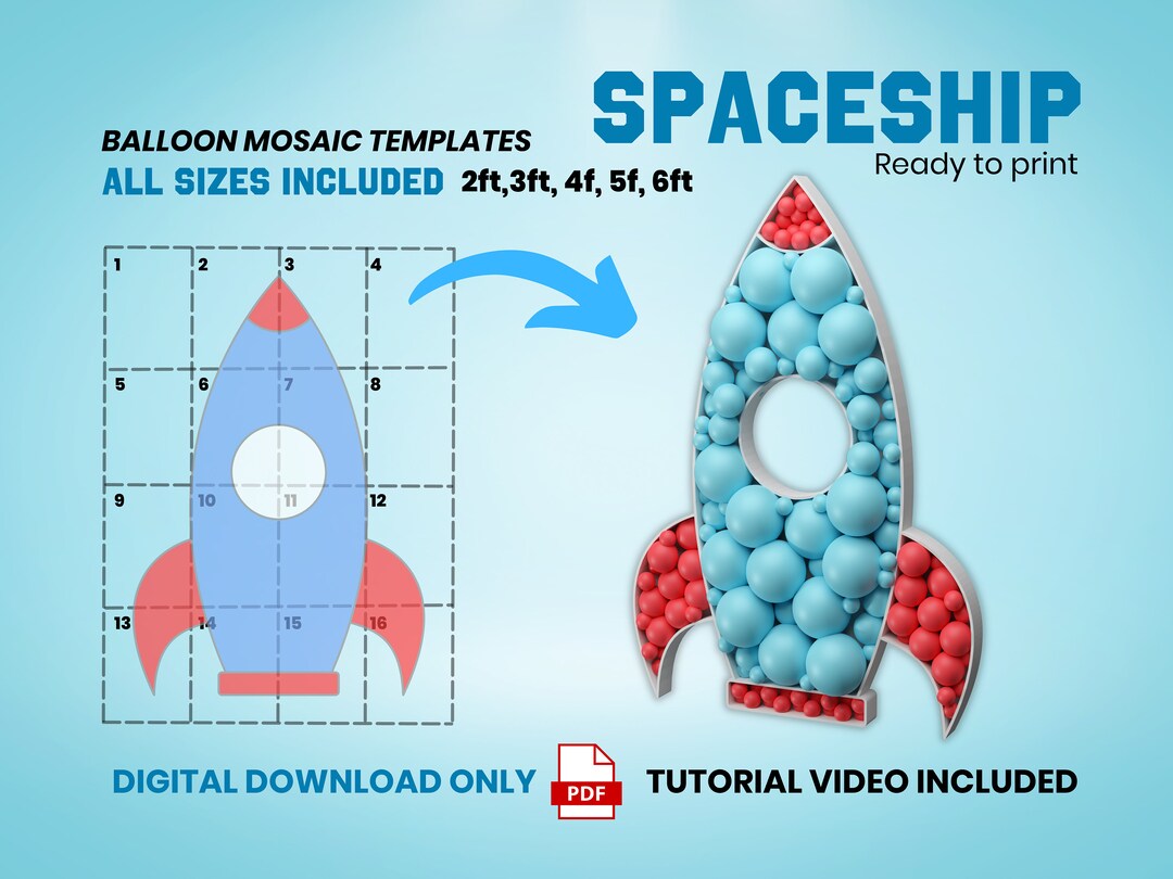 Rocket Spaceship Mosaic From Balloons, Space Birthday Décor, DIY Rocket ...
