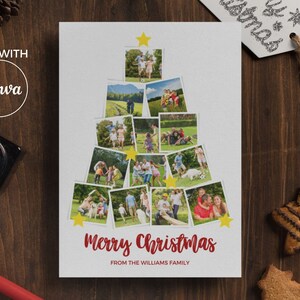 Christmas Photo Card Template Holiday Family Photo Collage Postcard ...