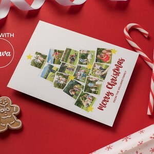 Christmas Photo Card Template Holiday Family Photo Collage Postcard ...