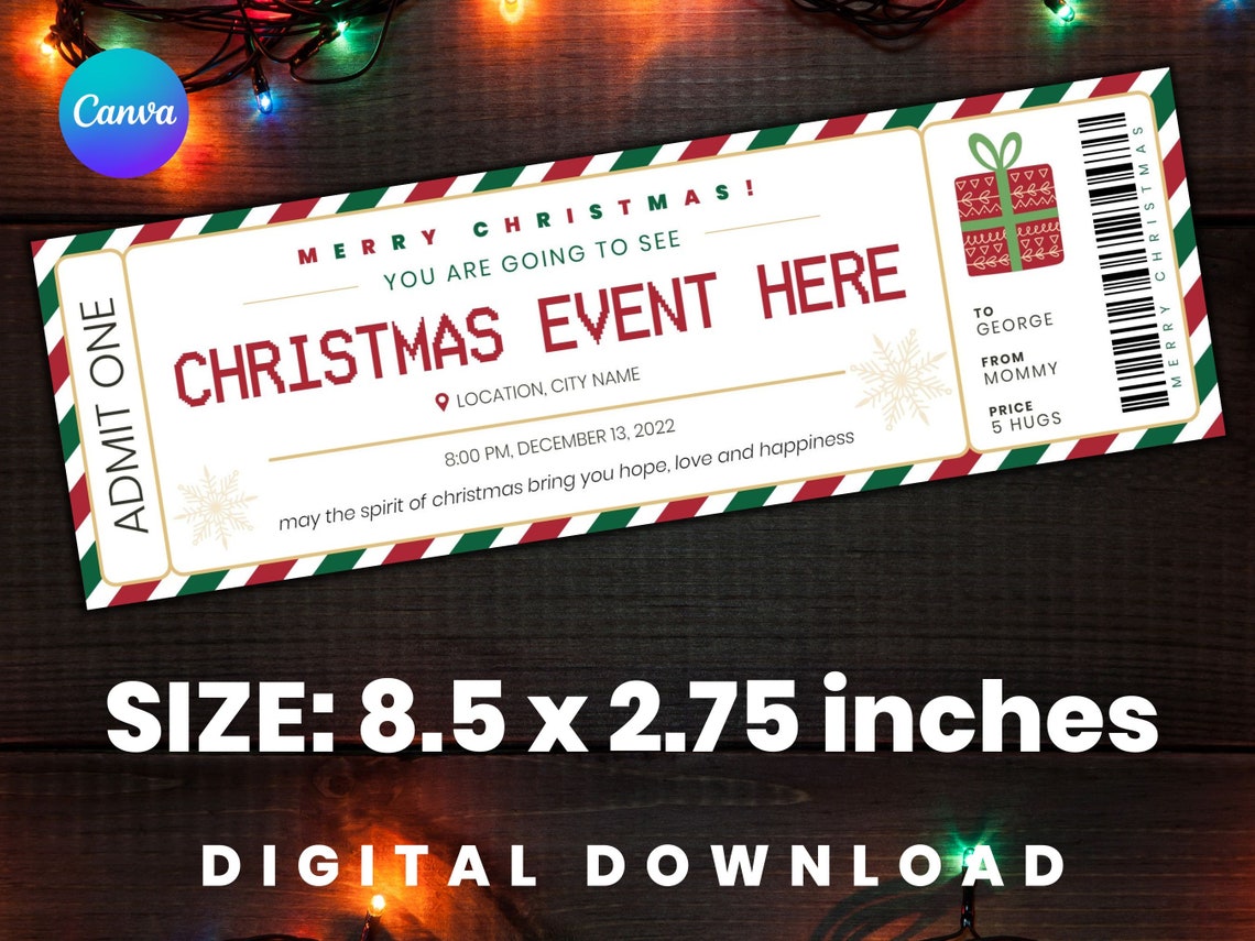 Christmas Concert Ticket Gift Surprise Printable Surprise - Etsy