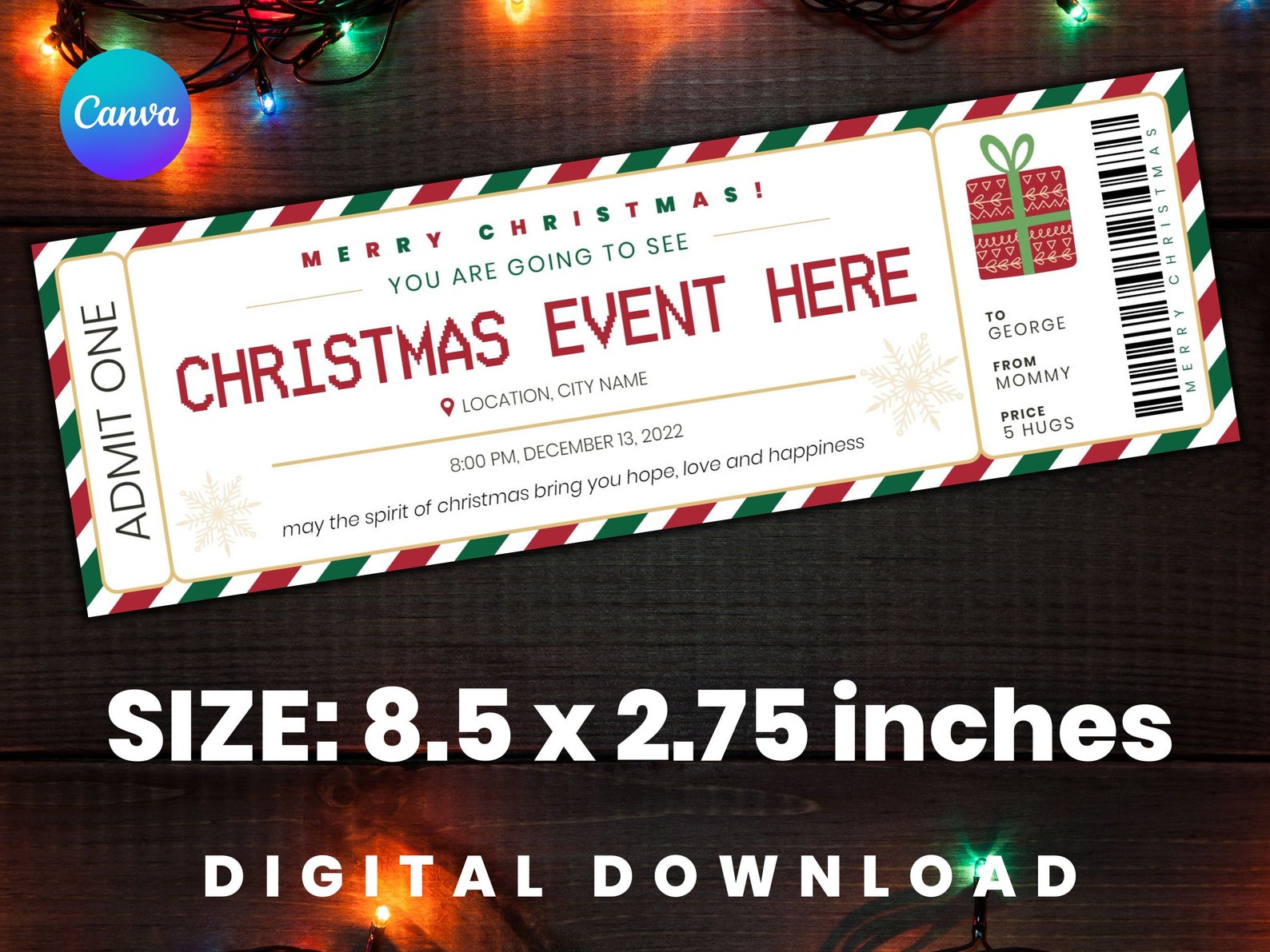 Christmas Concert Ticket Gift Surprise Printable Surprise - Etsy