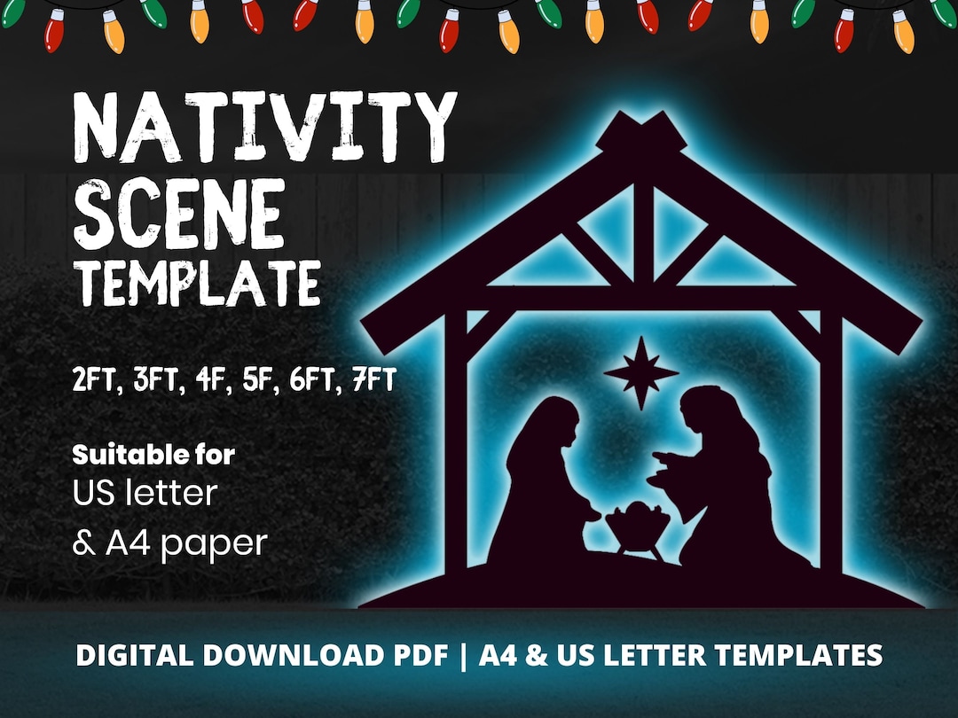 2ft 3ft 4f 5f 6ft 7ft Nativity Scene Christmas Template Stencil Digital ...