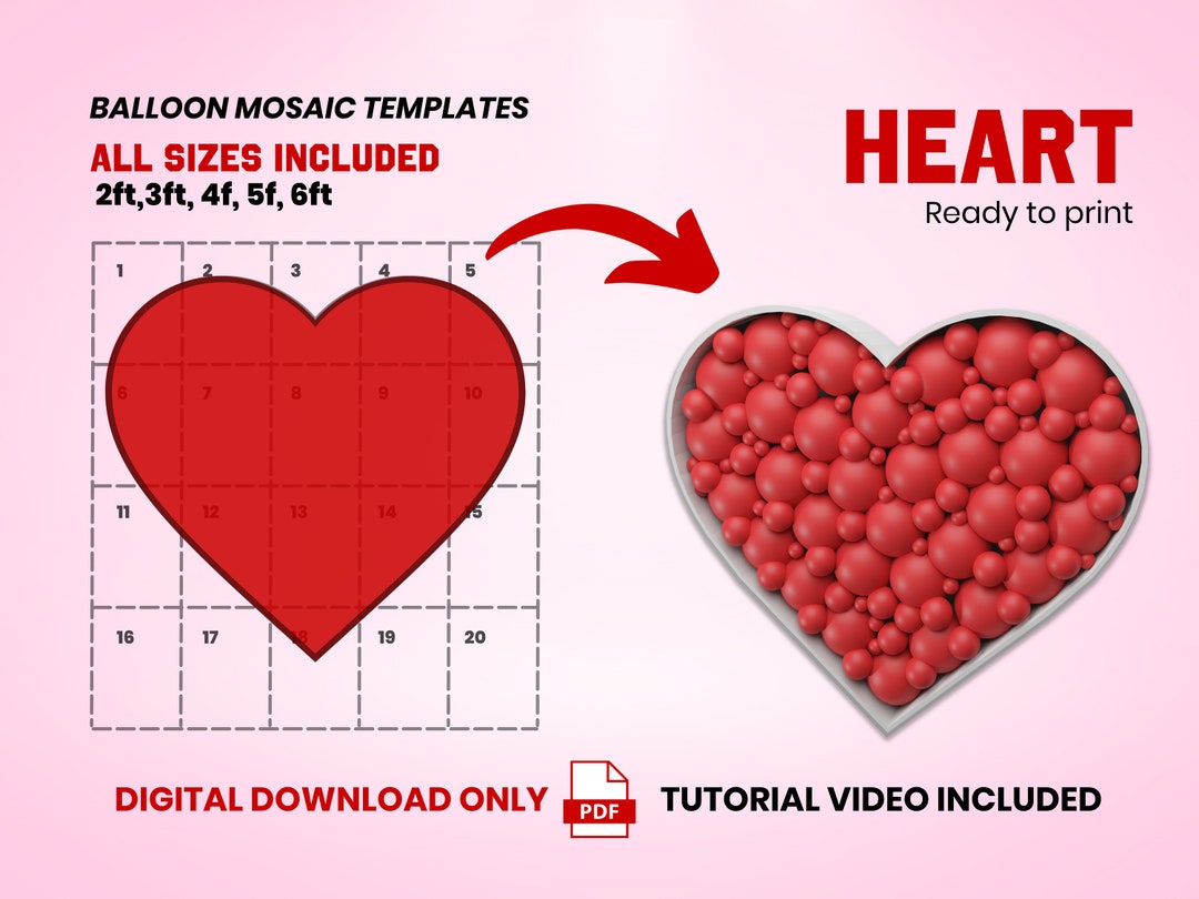 Heart Mosaic Template, Heart From Balloons, Valentine's Heart Mosaic ...