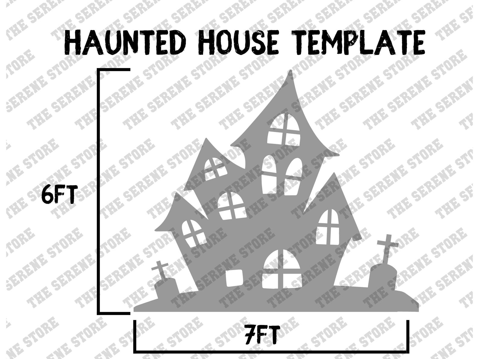 6ft Haunted House Mansion Template Unique Halloween Silhouette Décor ...