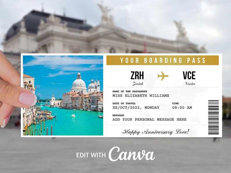 Editable Boarding Ticket Template Printable Travel Pass - Etsy