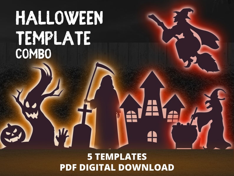 6ft Halloween Template Combo Haunted Graveyard & House Grim - Etsy
