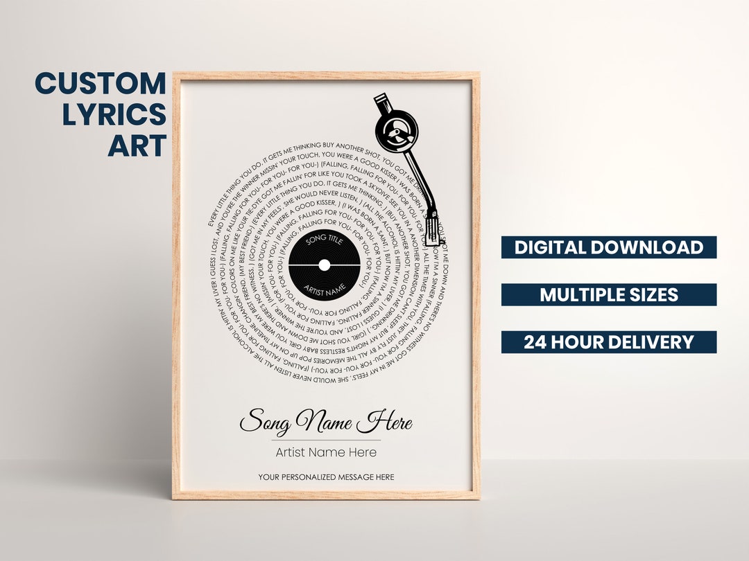 Custom Vinyl Lyrics Poster, Personalized Typography Print, Album Cover ...