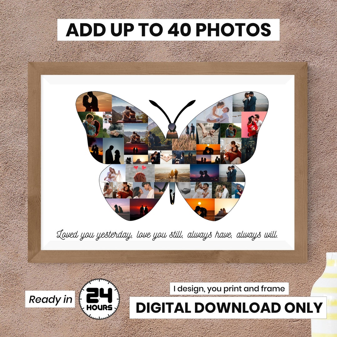 Butterfly Shape Photo Collage Template, Scrapbook Template, Template ...