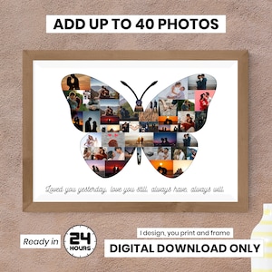 Butterfly Shape Photo Collage Template, Scrapbook Template, Template ...