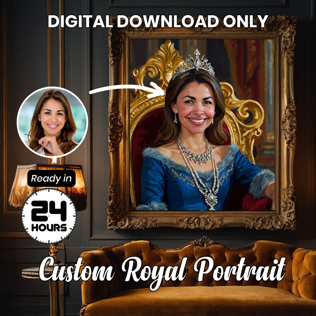 Custom Queen Portrait From Photo | Renaissance Portrait | Mother's Day ...