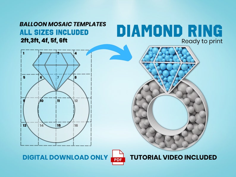 Diamond Ring From Balloons, Mosaic From Balloons, Bridal Shower Decor ...