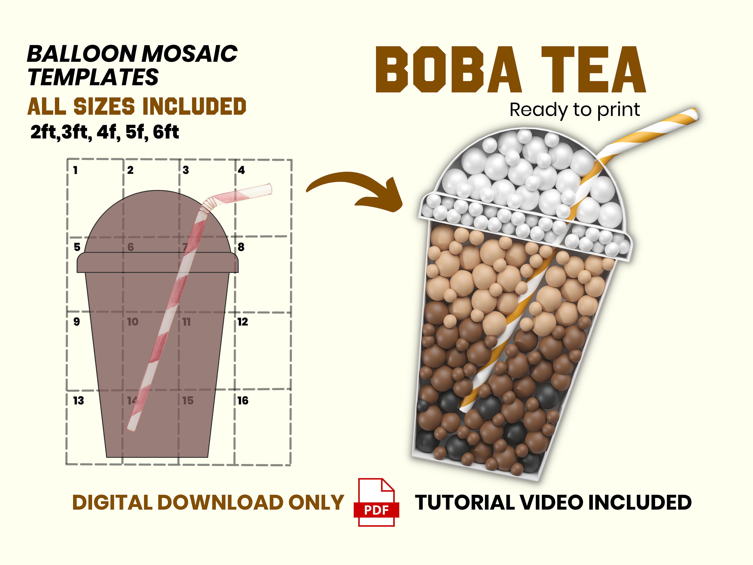 DIY Boba TEMPLATE ONLY Boba Party Ideas Bubble Tea Party - Etsy
