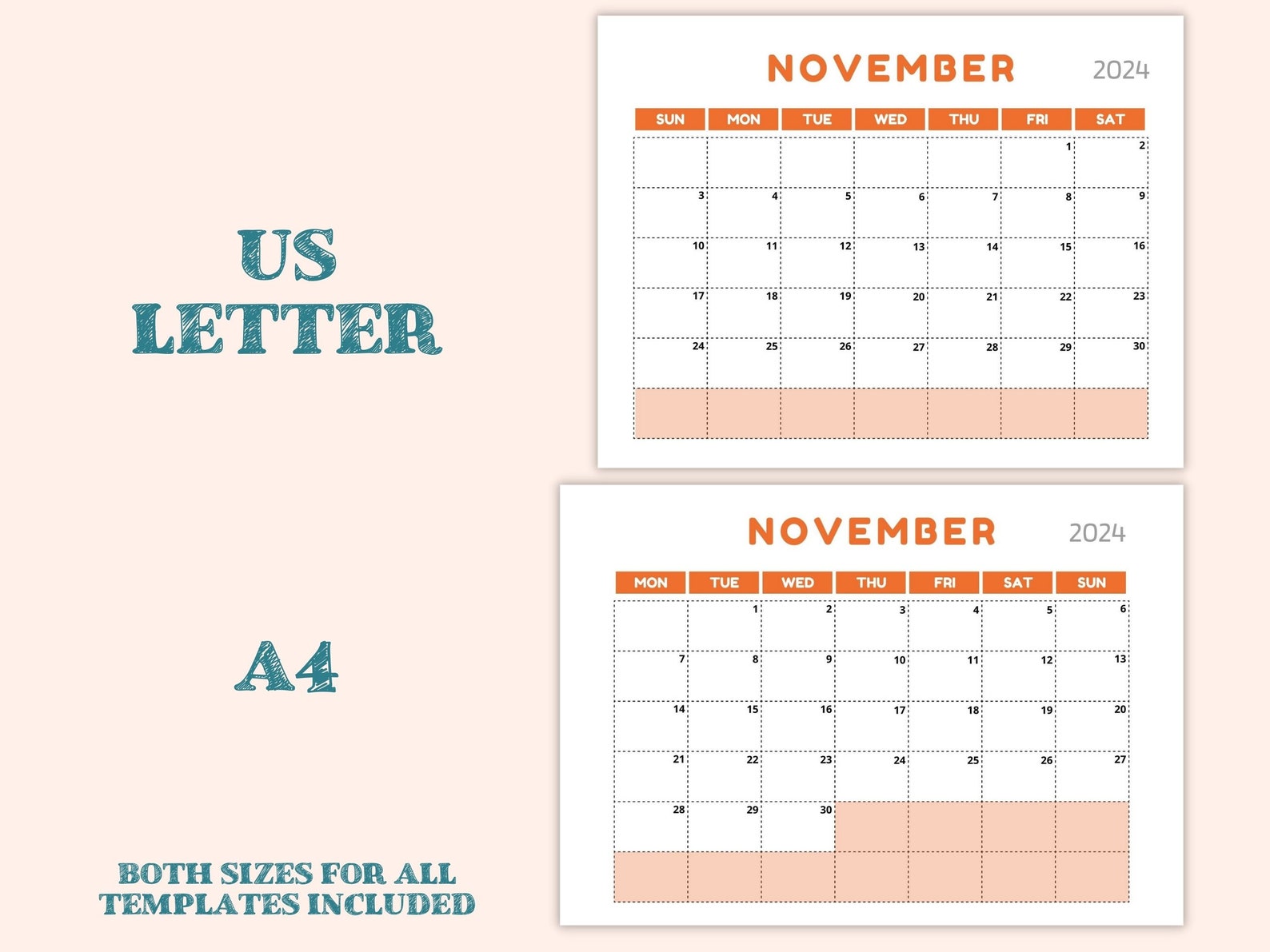 2023 2024 Calendar Bundle Printable Editable Landscape - Etsy