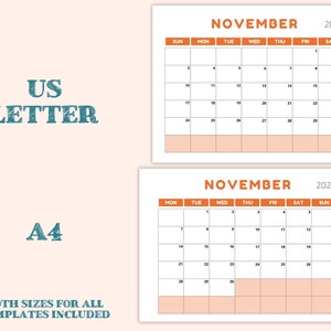 2023 2024 Calendar Bundle | Printable Editable Landscape Monthly ...