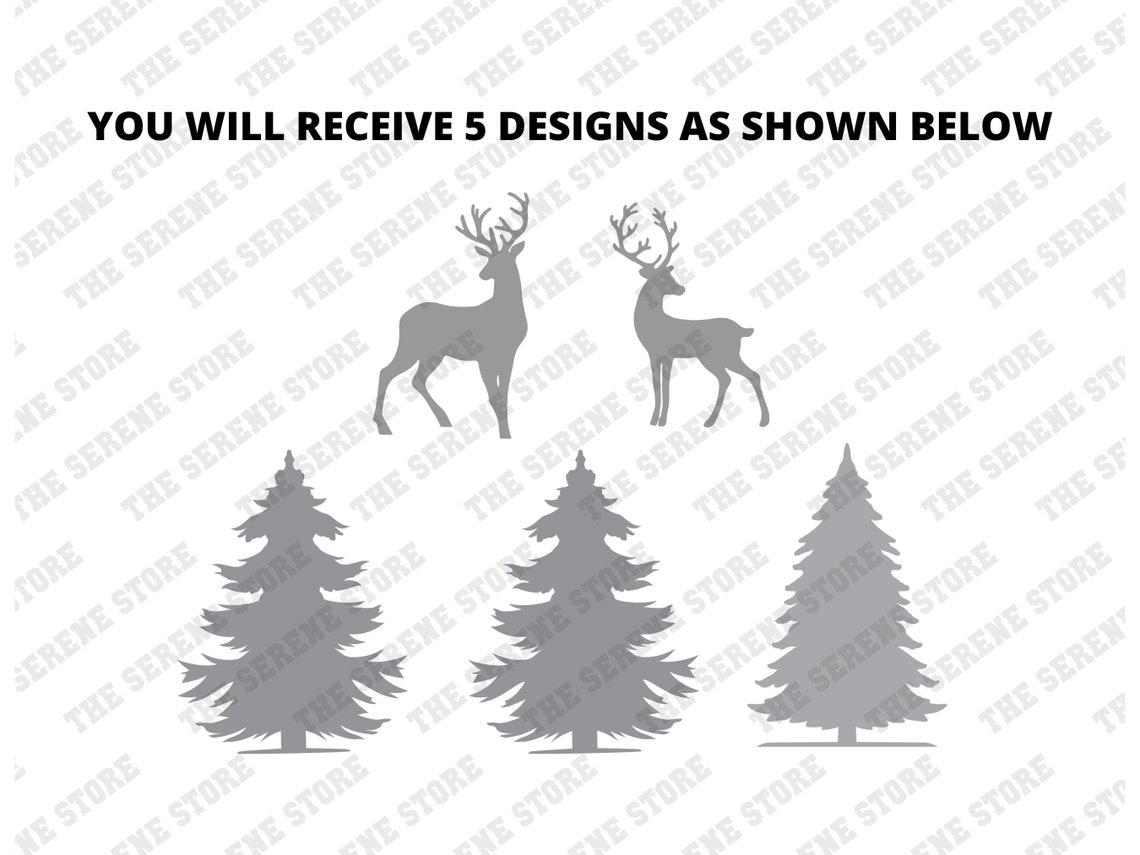 4ft 5ft 7ft Tree Reindeer Silhouette Stencil Template - Etsy