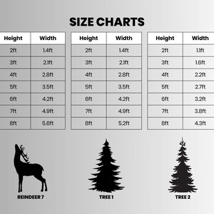 2ft 3ft 4ft 5ft 6ft 7ft 8ft Christmas Tree Reindeer Silhouette Stencil ...