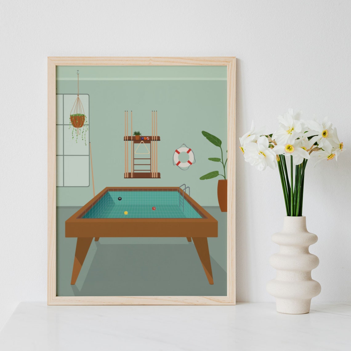 Swimming Pool Table Print | Swimming Pool, Pun Print, 8 Ball Billiards ...