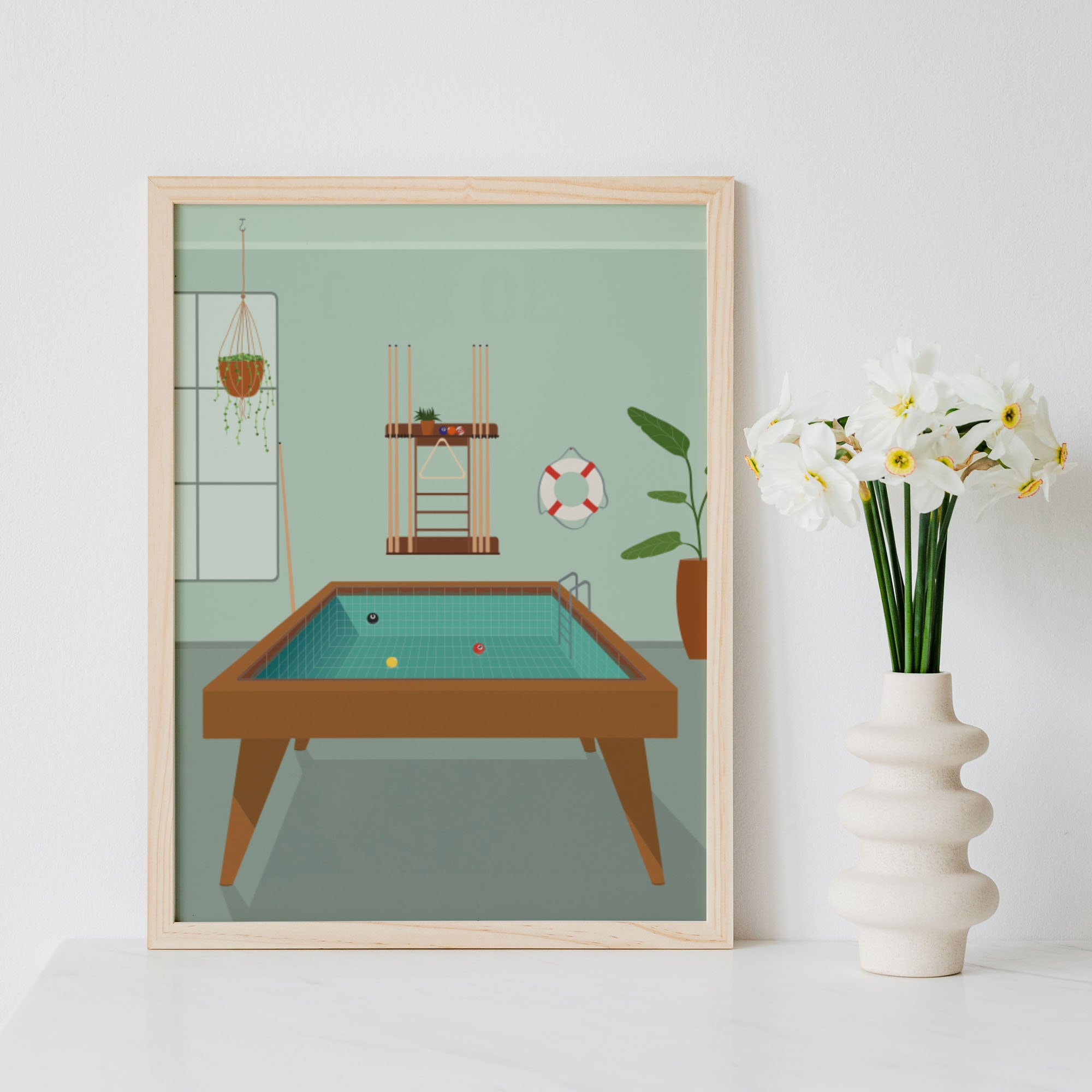 Swimming Pool Table Print | Swimming Pool, Pun Print, 8 Ball Billiards ...