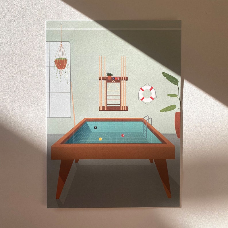 Swimming Pool Table Print | Swimming Pool, Pun Print, 8 Ball Billiards ...