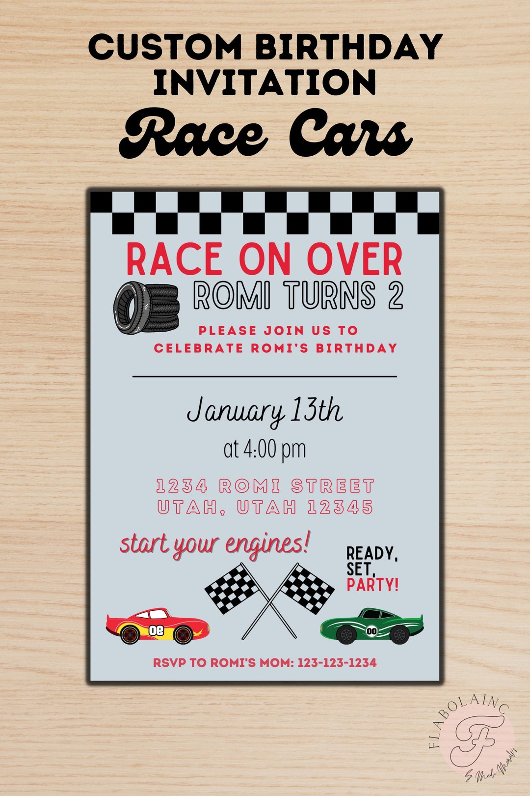 Race Car Birthday Invitation | Custom Birthday Invitation | Kids ...