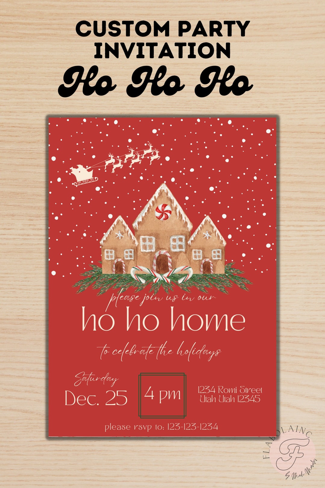 Ho Ho Ho Party Invitation | Custom Party Invitation | Christmas Party ...