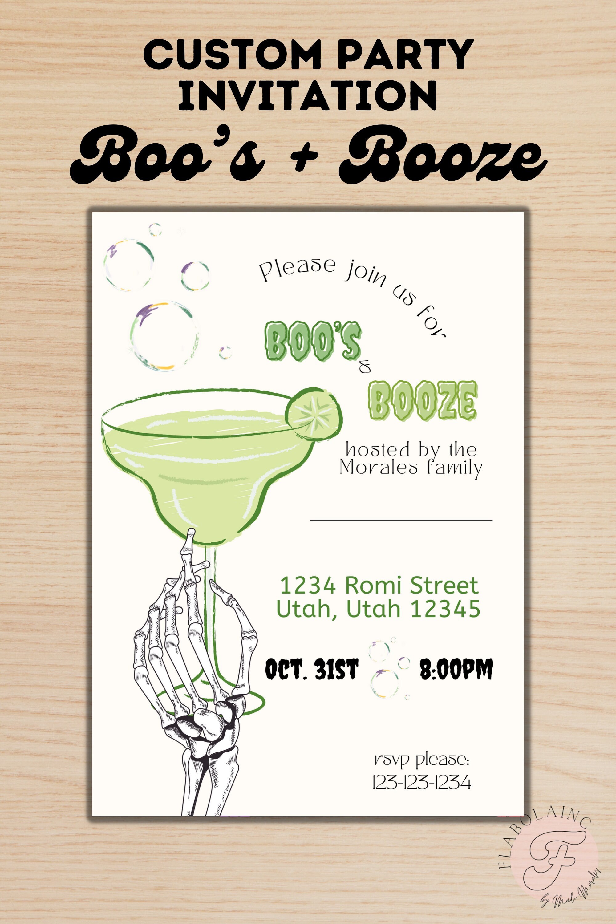 Boo's and Booze Party Invitation | Halloween Party Invitation | Custom ...