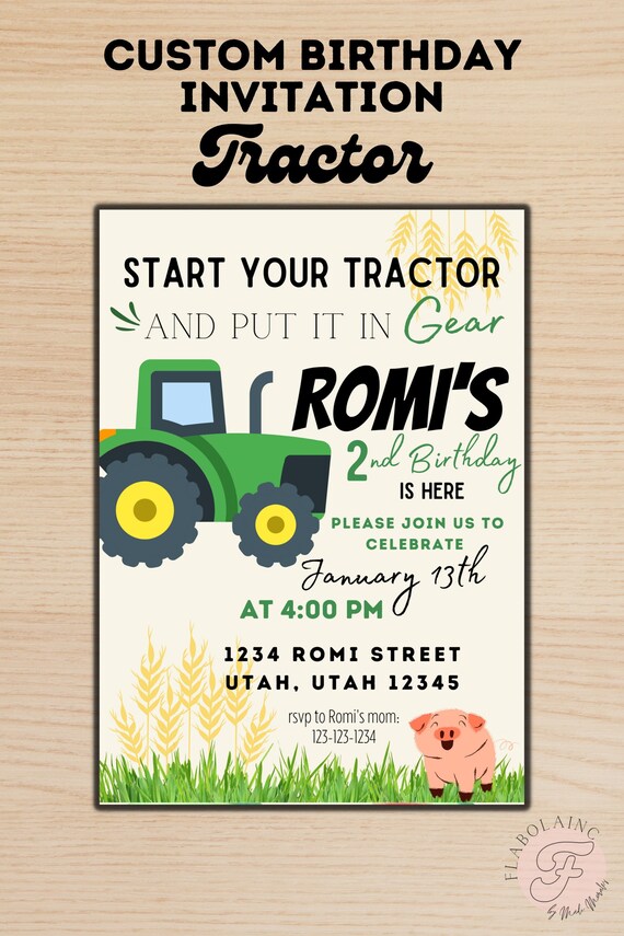 Tractor Birthday Party Invitation Kids Birthday Party - Etsy