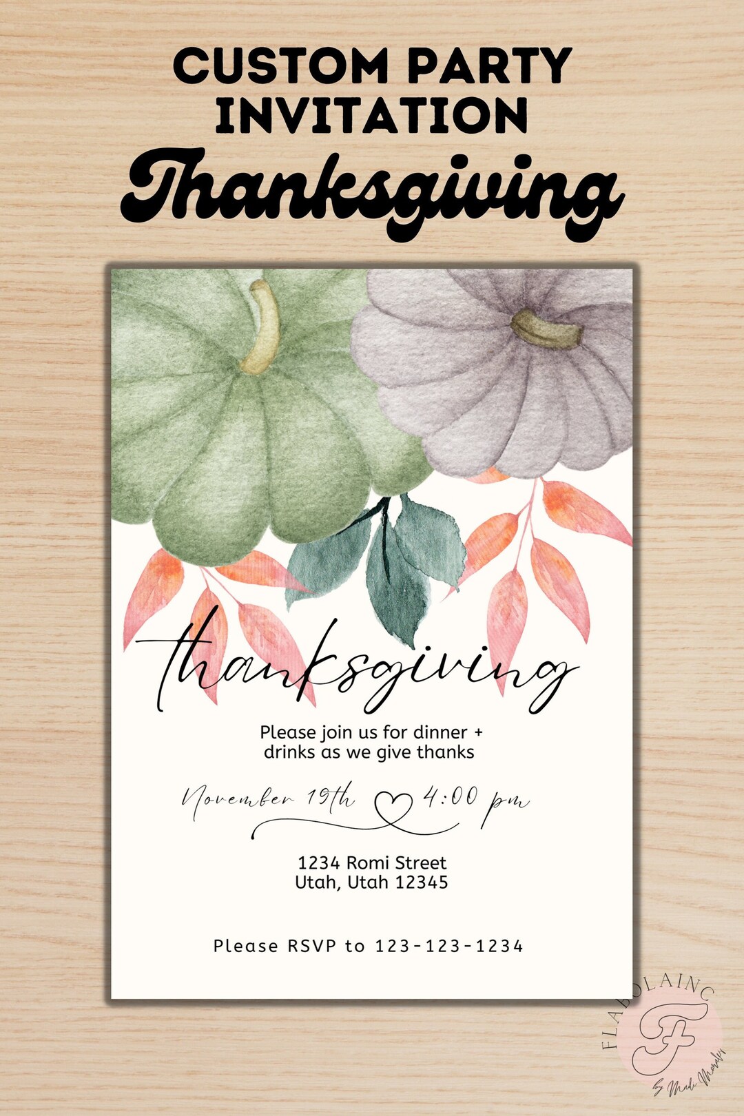 Thanksgiving Party Invitation | Party Invitation | Custom Party ...