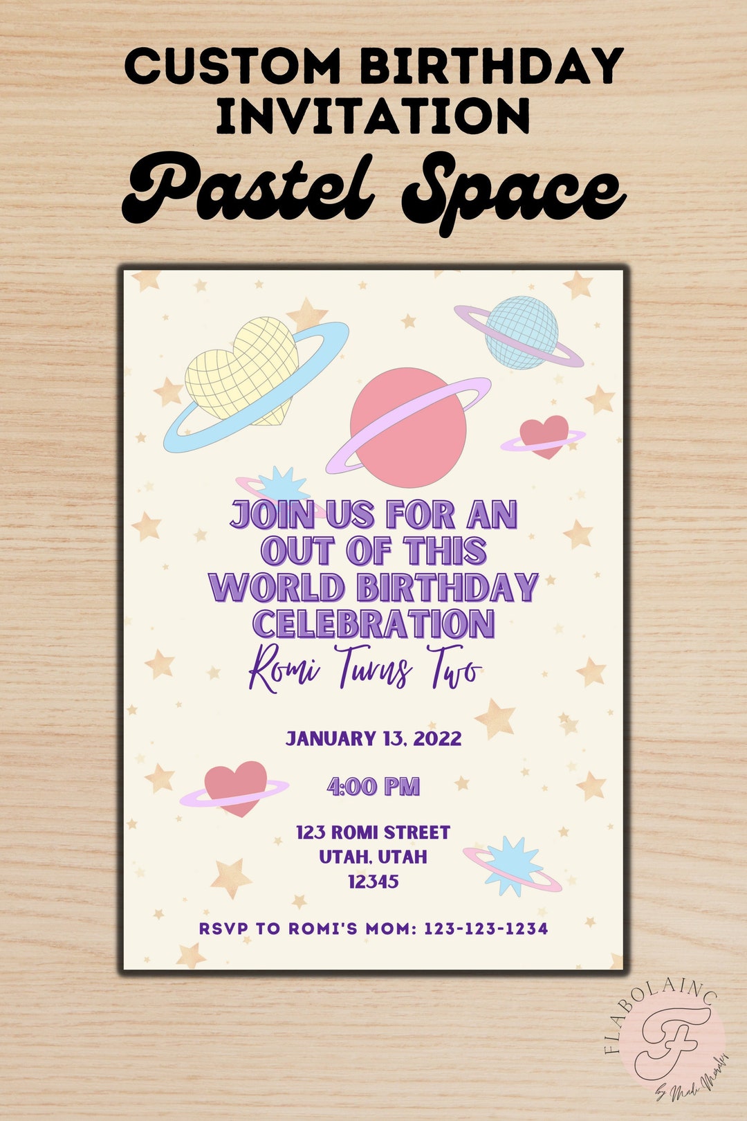 Pastel Outer Space Birthday Party Invitation Kids Birthday Party ...