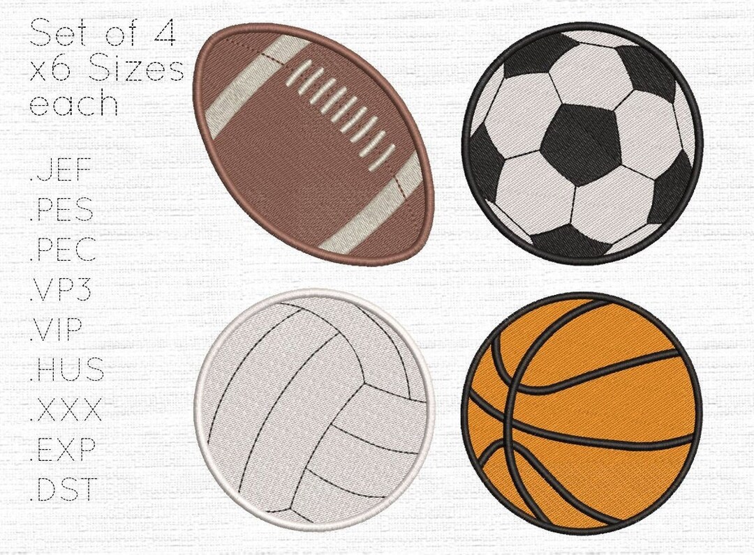 Set of 4 X 6 Sizes - Football / Soccer / Netball / Basketball - Digital ...