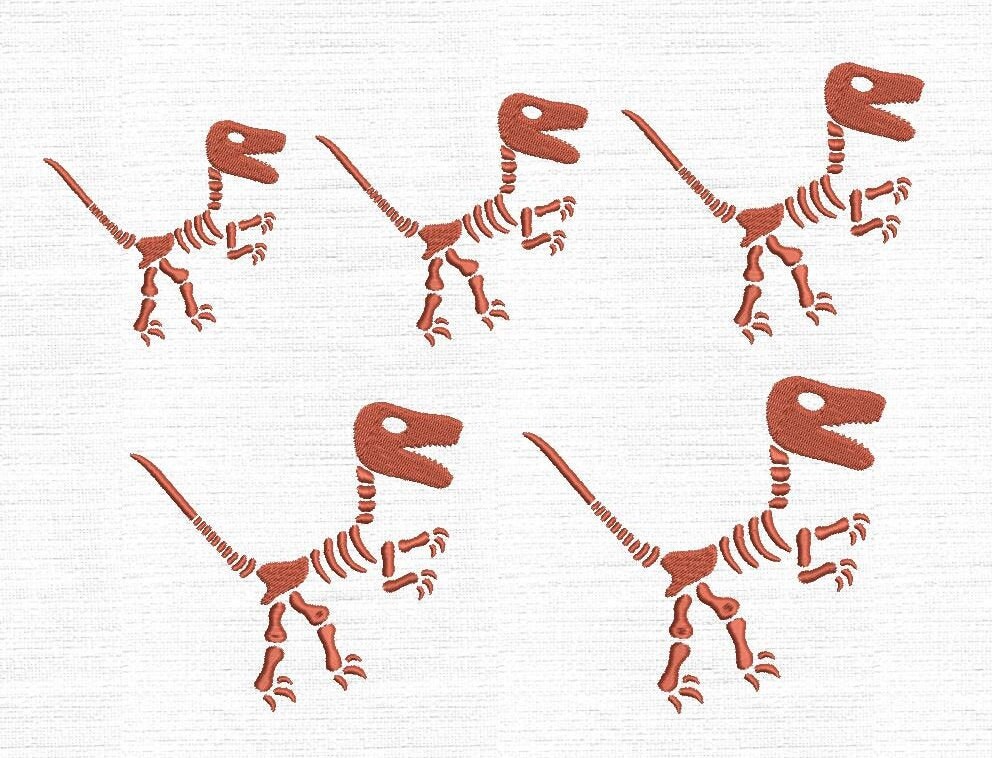 X5 Sizes Dinosaur Skeleton Dino Bones / Fossil Embroidery - Etsy Sweden