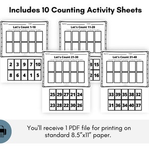 Let's Count 1 to 100 Printable Worksheets - Etsy