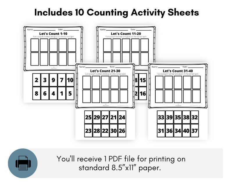 Let's Count 1 to 100 Printable Worksheets - Etsy