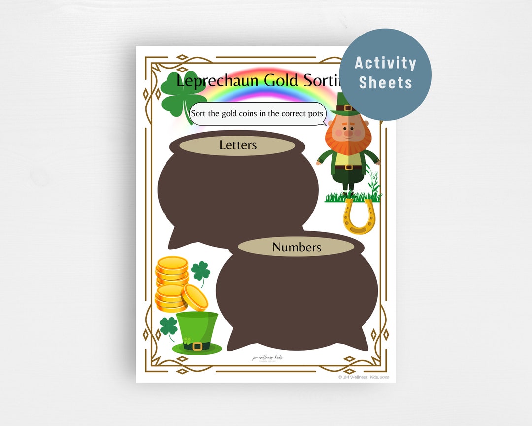 Leprechaun Gold Sorting Letters and Numbers Worksheets - Etsy